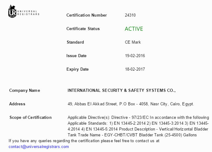 CE Marking – International Security and Safety Systems co.